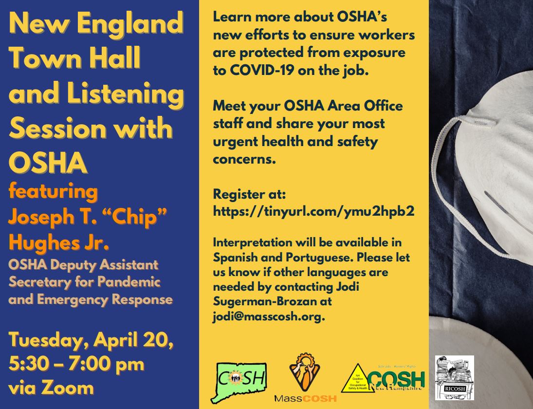 New England Town Hall and Listening Session with OSHA on April 20th ...